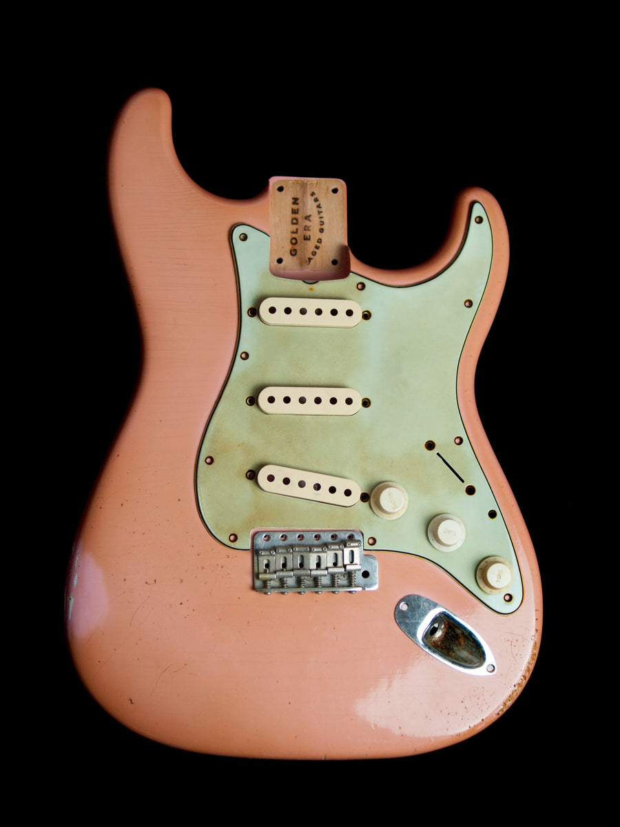 Aged Shell Pink SC Body GE0157 with Scratchplate – Golden Era Aged Guitars